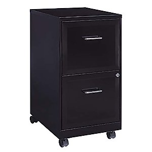 STAPLES 2-Drawer Vertical Locking File Cabinet (Black, Sold as 1 Each) – Holds Letter Size Documents, Measures 26.3" H x 14" W x 18" D, Secure Filing Cabinet with Included Key Lock