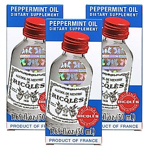 Ricqles Peppermint Oil Dietary Supplement (Supports Healthy Digestion, Intestinal Comfort) (1.69 fl. oz) (3 Bottles)