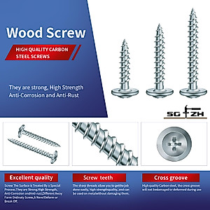#8 x 5/8" Wood Screw 100Pcs Alloy Steel Standard Thread Truss Head Fast Self Tapping by SG TZH