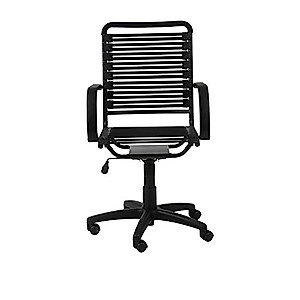 Euro Style Flat Bungie High Back Adjustable Office Chair with Arms, Black Bungies with Graphite Black Frame