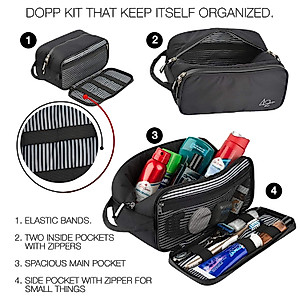 Toiletry Bag Dopp Kit for Men - Nylon Travel Toiletry Bag Waterproof Shower Cosmetic Organizer for Women Men - Travel Kit Shaving Bag for Men