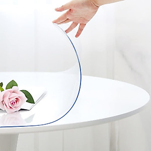 42 Inch Round Clear Plastic Table Protector for Dining Room Table PVC Tablecloth Protective Cover Pad Wood Furniture Vinyl Desk Blotter Mats Table Runner Pad for Kitchen Countertop Coffee Table