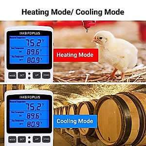 INKBIRDPLUS 1800W Heat Mat Thermostat Temperature Controller 120v 15A F and C Heating Cooling Control