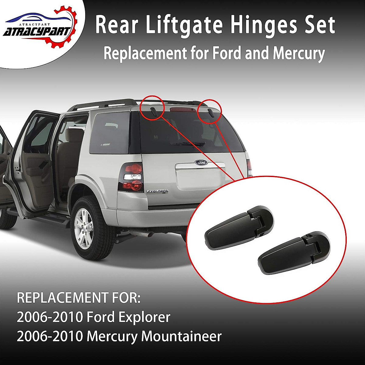 Rear Window Hinge Set Liftgate Glass Hinge Right & Left | Replacement for 2006-2010 Ford Explorer, Mercury Mountaineer | Replaces# 6L2Z-78420A68-A, 6L2Z-78420A69-AA