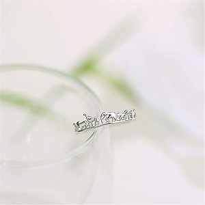 Sterling Silver Dinosaur Elephant Animal Migration Ring for Women Best Friends Dragon Wildlife Family Expandable Knuckle Open Band Rings Adjustable Comfort Fit Unique Statement Jewelry