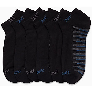 Reebok Men’s Low Cut Socks – 6 Pack Basic Cushion Low Cut No Show Socks for Men - Men's Athletic Socks (Size: 6-12.5), Size 6-12.5, Jet Black