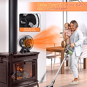 VODA New Designed 3 Blades Heat Powered Stove Fan About 175 CFM with Protective Cover More Safe and Comfortable…