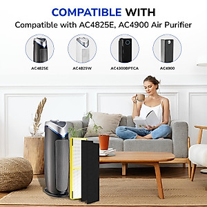Fil-fresh Upgrade FLT4825 Air Purifier Filter B Replacement, Compatible with AC4825E, AC4850PT, AC4900, AC4300 Air Purifier, 2 True HEPA Filters & 4 Activated Carbon Filters