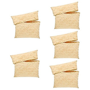 Hemoton 5pcs Bamboo Pillow Gift Box Pallet Racking Tablescape Decor Thai Sticky Rice Pillow Box Woven Sundries Basket Small Bamboo Woven Box Desktop Organizer Woven Baskets for Storage