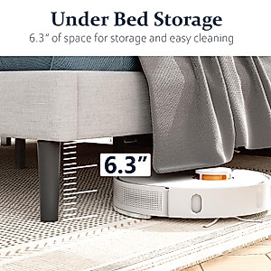 Sismplly Full Size Bed Frame with Headboard, Modern Upholstered Platform Bed Frames, Button Tufted Wingback Mattress Foundation, No Box Spring Needed, Easy Assembly, Light Grey