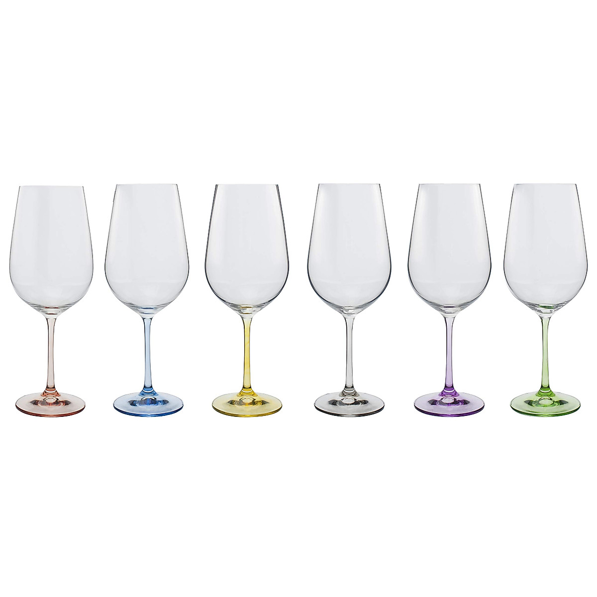 David Shaw BC180-550 Bohemia Rainbow Wine Glass, Set of 6, Colors may vary, 550ml/19.5 oz