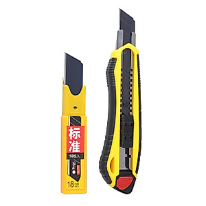 eZthings Professional Utility Knife Plus 10 Super Sharp Blades Set for Cutting Cardboard, Plastic, Leather, Carpet, Rope (Knife + 10 Sharp Blades)