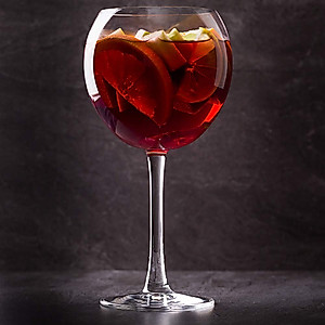 Restaurantware Voglia Nude 20 Ounce Gin Balloon Glasses Set Of 6 Crystal Red Wine Glasses - Laser-Cut Rim Dishwasher-Safe Fine-Blown Crystal Large Wine Glasses For White or Red Wines or Sangria