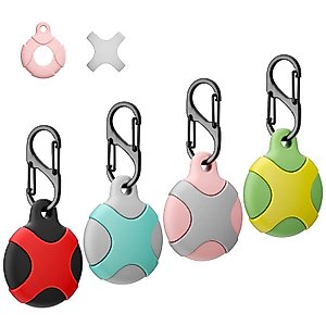 4 Pack Silicone Case for Apple AirTag with Keychain Ring, Meokkaebi Waterproof Anti-Scratch Protective Tracker Cover Compatible with AirTags 2021 for Pets, Keys, Luggage, Backpacks