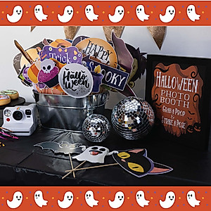 Halloween Photo Booth Props - 41-pc Photobooth Kit with 8 x 10-Inch Sign, 60 Adhesive Pads, and 45 Sticks - Halloween Photo Props - Halloween Selfie Props - Halloween Photo Booth Decorations