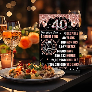 Zirtorei 40th Birthday Decorations Back in 1984 Table Sign for Women, Rose Gold Two-Sides 40 & Fabulous Wooden Poster with Stand Party Supplies, Forty Years Old Bday Display Holder Table Decor