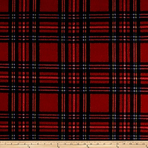Camelot Fabrics Fleece Plaid Stewart Tartan Red Royal Fabric by The Yard