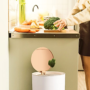 Trash can 1.8 Gallon，Dsektop garbage can 0.5 Gallon (2 Pieces) Mini Trash can with press top Lid, Nordic Modern waste basket, Office, Outdoor，Dog proof trash can(White)