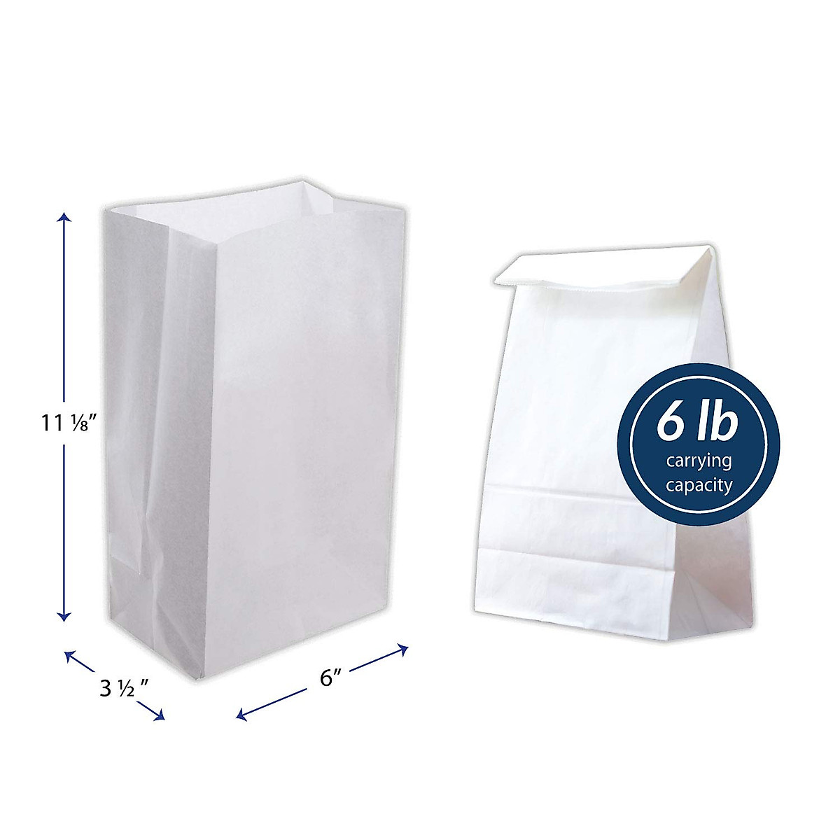 Reli. White Paper Bags | 500 Count | Paper Lunch Bags Ideal for Small Lunches and Crafts | Perfect for Sandwiches and Snacks