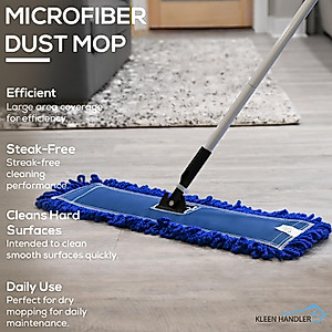 Kleen Handler 24 inch Microfiber Dust Mop | Medium Washable Commercial Mop Head Replacement, Pack of 3