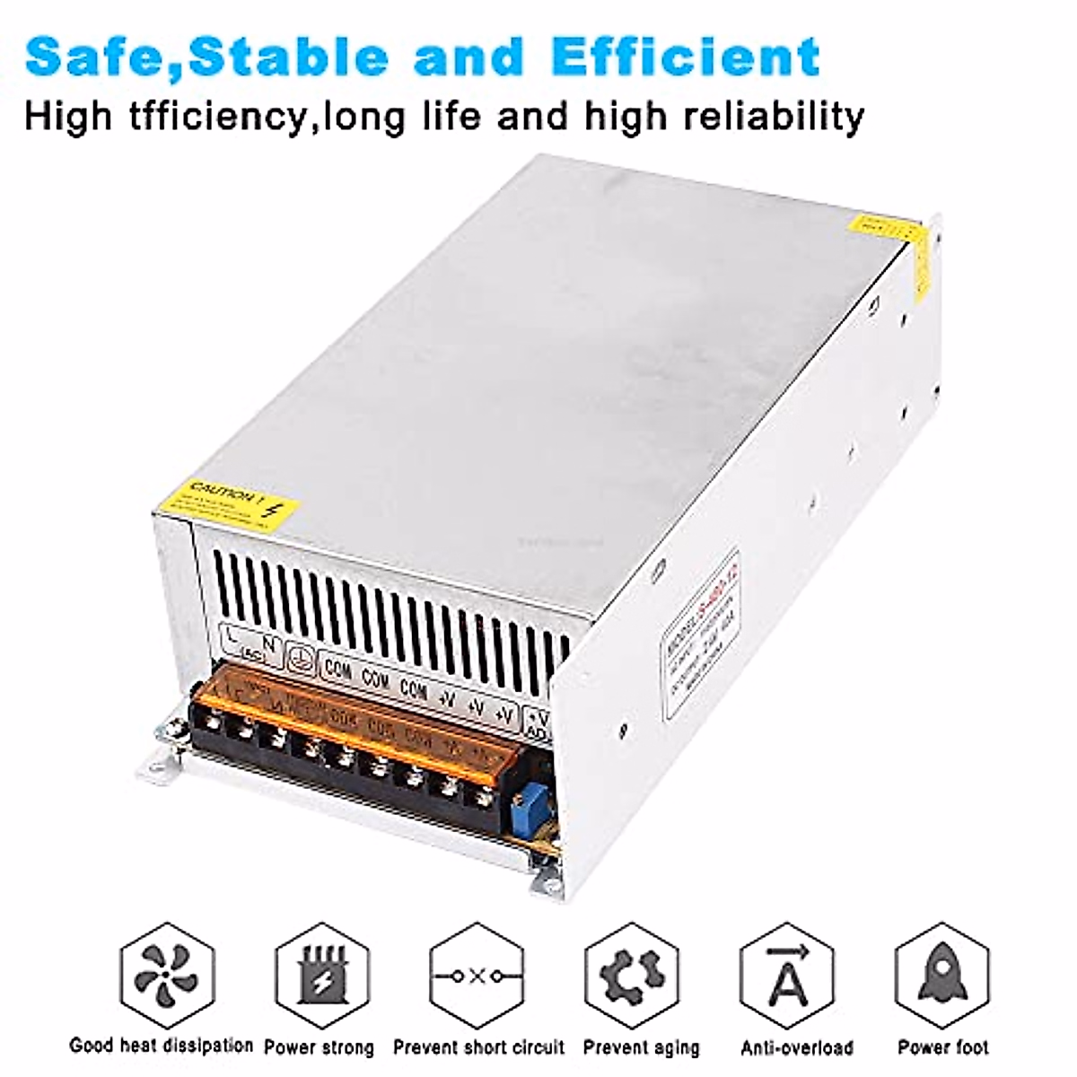 EAGWELL 48V 1200W DC Universal Regulated Switching Power Supply, 25A, 96-130V AC to DC 48 Volt ...