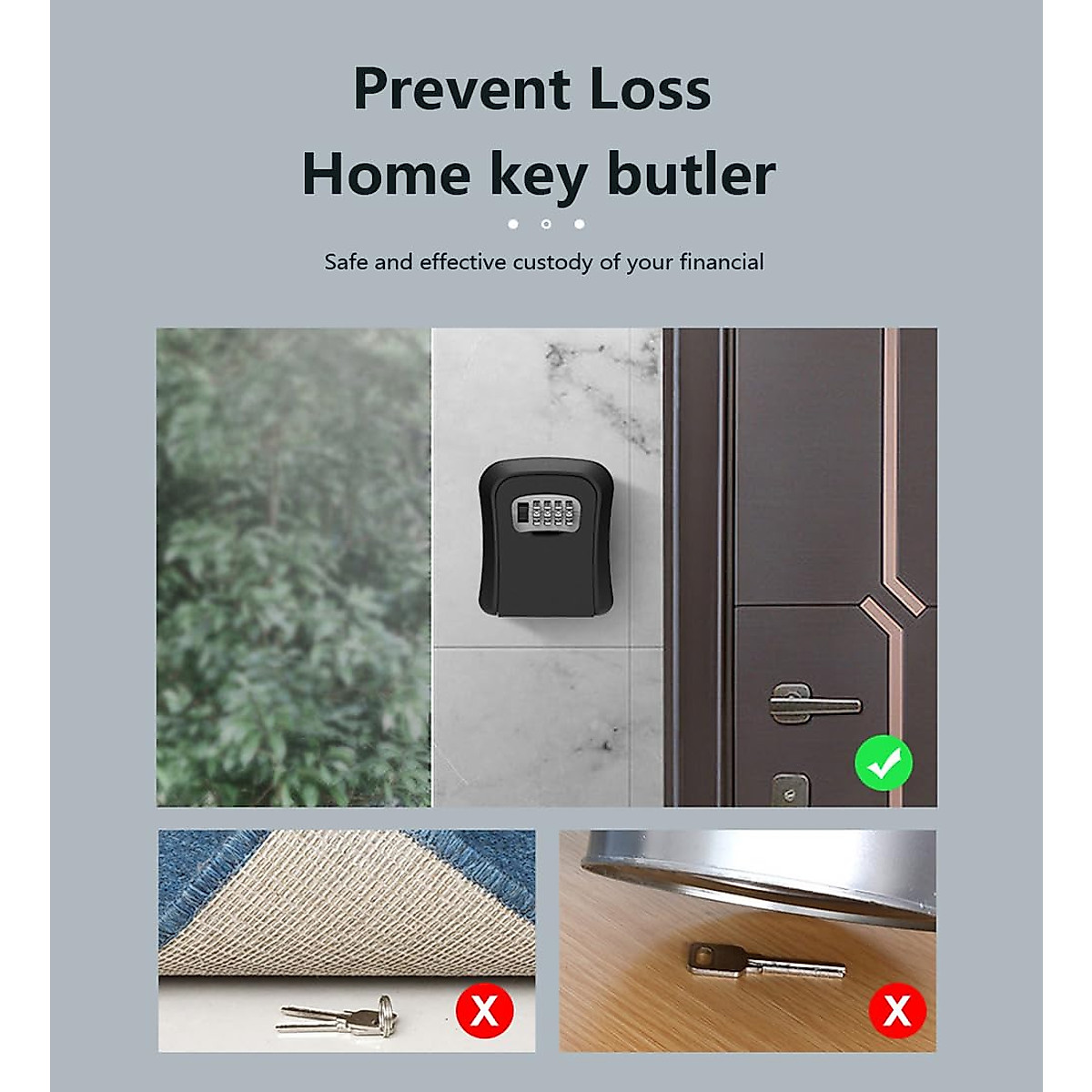 Vuirrm Lock Boxes,Key Lock Box for Outside,Large-Capacity 4-Digit Combination is Suitable for Home Garage Storage of Keys and Small Items,Red