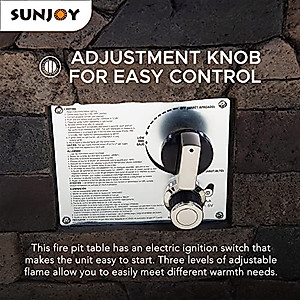 Sunjoy 28" Smokeless Firepit Outdoor Propane Gas Slate Square LP Firepit Table with Propane Tank Bracket and Lava Rocks