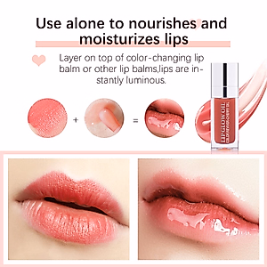 DAGEDA Tinted Lip Oil Plumping Lip Gloss, Hydrating Lip Glow Oil Lip Care Moisturizing Clear Toot Lip Oil for Dry Lips, Nourishing Lip Oil Gloss Non-Sticky Shine Lip Tint (012 Rosewood)