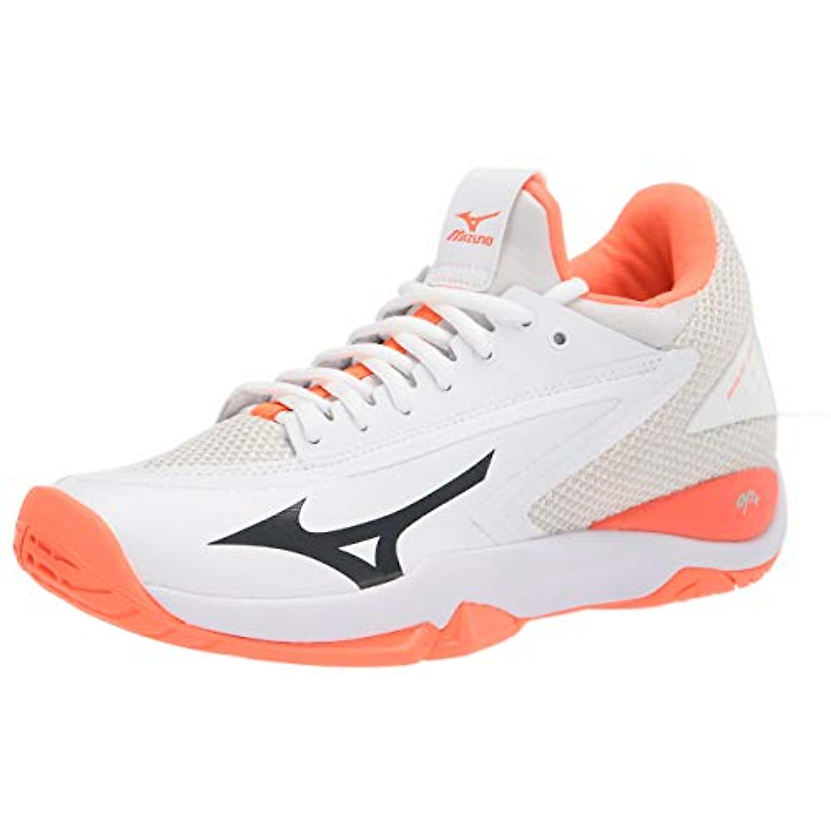 Mizuno Womens Wave Impulse Tennis Shoe , White-fiery Coral , 7.5