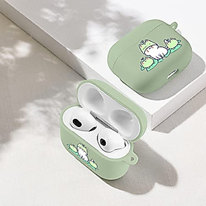 MAYCARI Compatible with Airpods 3rd Generation Case, Cute Airpods 3 Case Cover Frog Printed Protective Women Girl with Keychain for Apple Airpods 3rd Gen Case