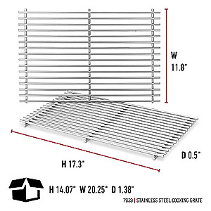 Weber Stainless Steel Cooking Grate (17.3 x 11.8 x 0.5), 2 Pack