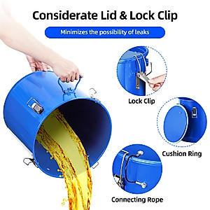 PioneerWorks Fryer Grease Bucket, 8 Gal Fryer Oil Bucket with Lid, Oil Disposal Caddy, Coated Carbon Steel Oil Filter Pot with Rust-Proof Coating, Oil Transport Container with Lock Clips, Filter Bag