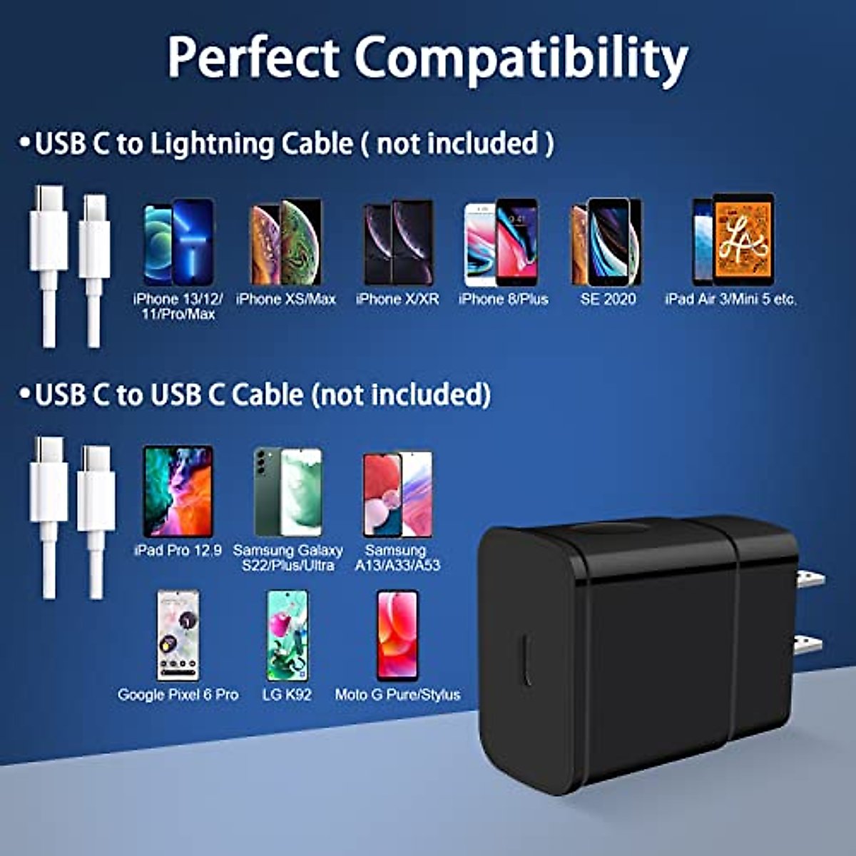 USB C Wall Charger,Super Fast Samsung A14 5G A54 S23 z fold 5 4 Charger Cube 25W for Samsung Galaxy z flip 5 4 S22 Ultra S21FE S20 A03S A13 A53 A34,Type C Android Charging Brick Box Base Power Adapter