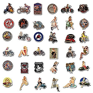 Pinup Girl Stickers 100 pcs Retro Vintage Stickers Vinyl Waterproof Stickers for Girls Adults Men Bike Luggage Car Laptop Skateboard Motorcycles