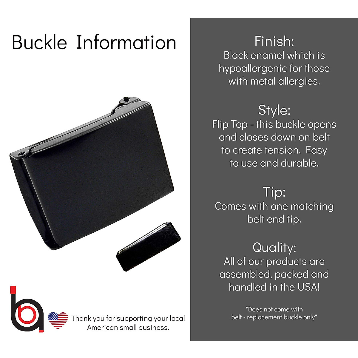 Black Military Flip Top Buckle 1.5 Width Hypoallergenic Finish