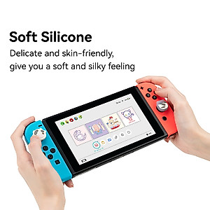 GeekShare Cute Silicone Joycon Thumb Grip Caps, Joystick Cover Compatible with Nintendo Switch/OLED/Switch Lite,4PCS - Dairy Cow