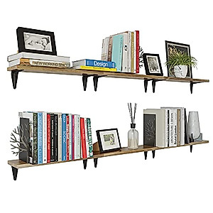 You Have Space Flota 17"x 4.5" Book Shelves, Floating Shelves for Living Room Decor, Bathroom Storage, Kitchen, Kids Room Natural Burned Set of 6