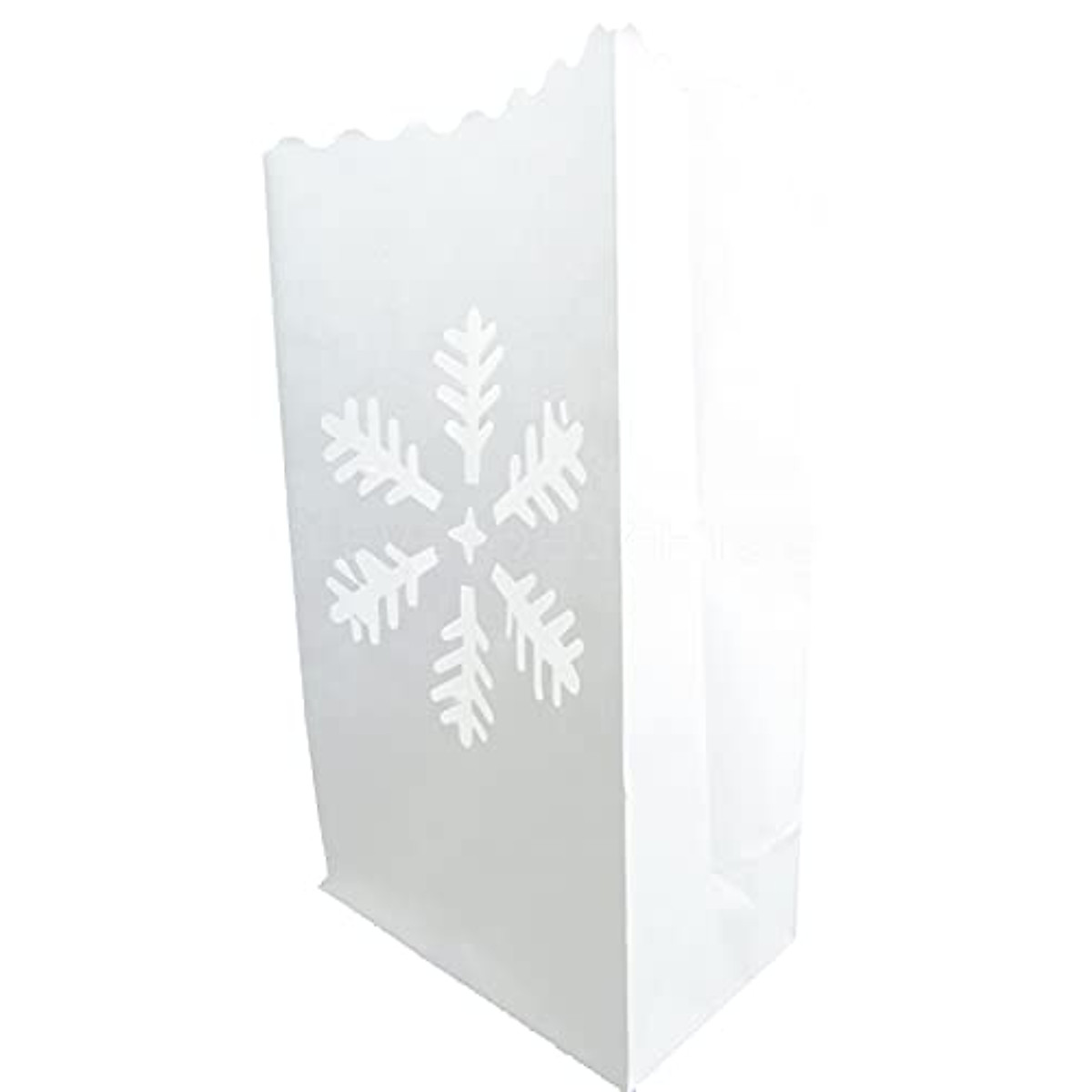 CleverDelights White Luminary Bags - 20 Count - Snowflake Design - Christmas Holiday Luminaria