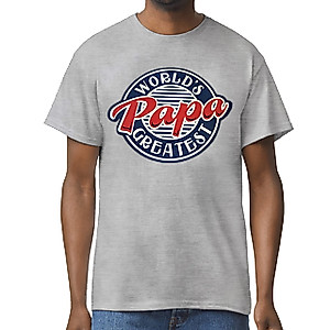 fresh tees World's Greatest Papa T-Shirt | Father's Day Shirt | Funny Gifts for Husband Dad Grandpa (Small, Heather Grey)