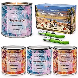 Citronella Candles Outdoor and Indoor, 4 Pack 42 Oz 240 Hours Large Citronella Candles for Summer, Long Lasting Lemongrass Soy Candle Scented Candles for Garden Patio Yard Balcony