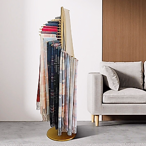 Royxen Scarf Organizer 20 Tiers, Hijab Organizer 60" Height, Purse Holder, Scarf Display for Clothing Store, Home (Gold)