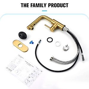 CREA Sink Faucet, Gold Kitchen Faucets with Pull Down Sprayer, Bathroom Sink Faucets Mini Bar Prep Faucet Single Handle 3 or 1 Hole Utility Faucet Laundry Outdoor Tap