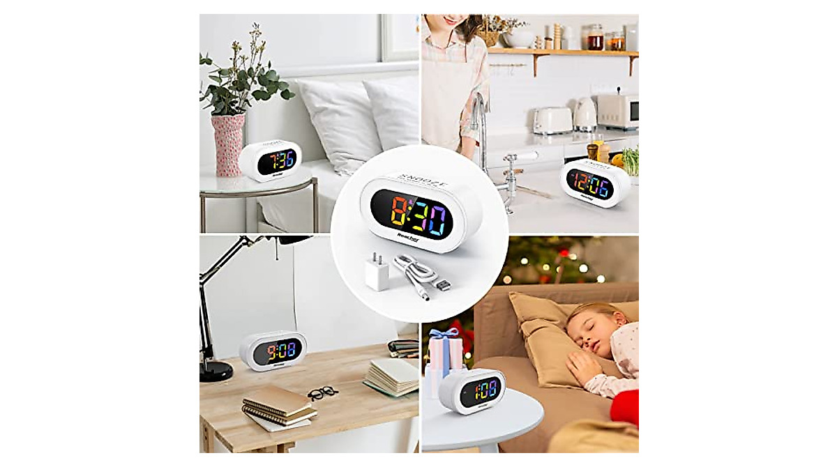 REACHER LED Digital Alarm Clock with Brightness Dimming & Snooze