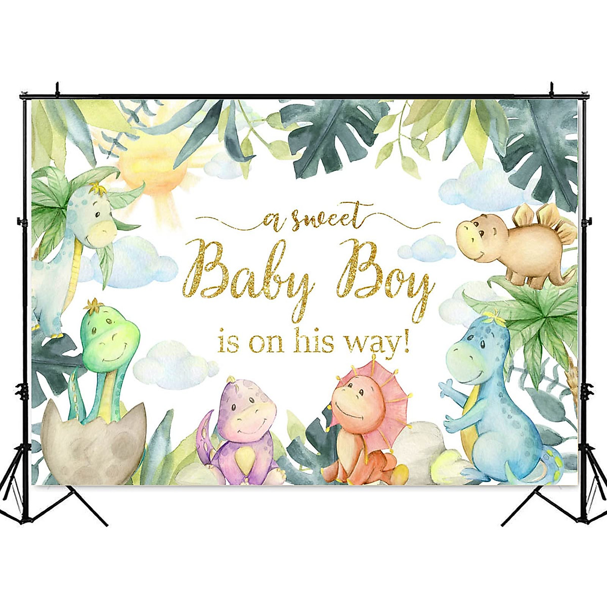 Mocsicka Dinosaur Baby Shower Backdrop Rawr Its a Boy Party Decorations Sweet Baby Boy Dino Baby Shower Party Banner Background (Blue, 7x5ft)