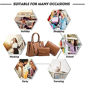 3Pcs Purse Set Handbags for Women Shoulder Bag PU Leather Hobo Bags Ladies Crossbody Bag (Grey)
