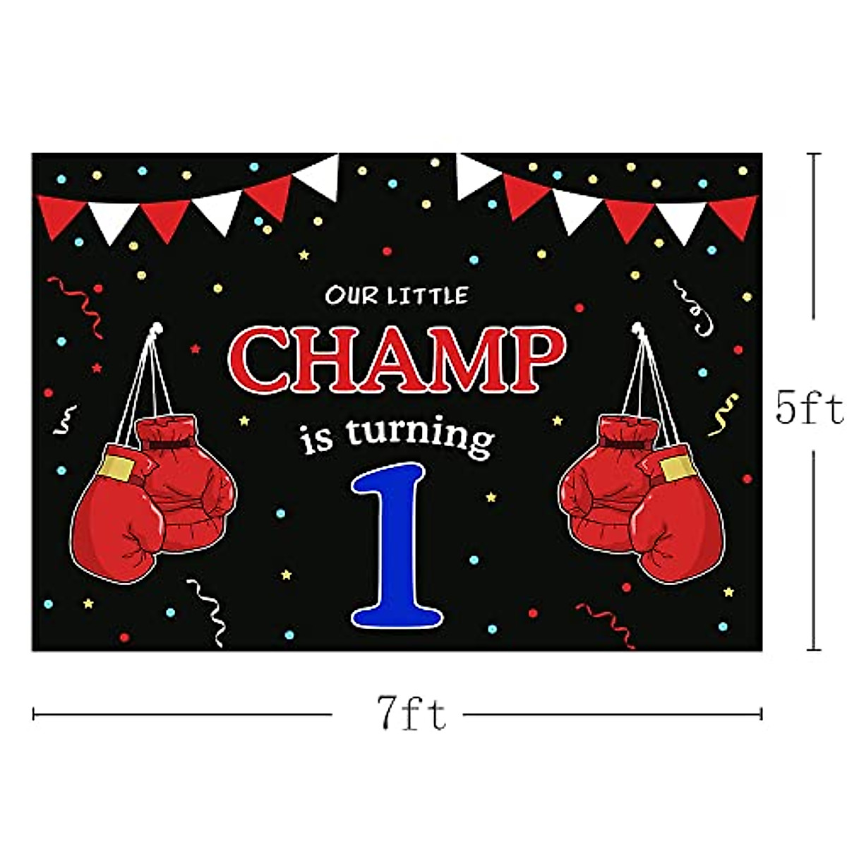 MEHOFOND 7x5ft Boxing Birthday Party Backdrop Boy First 1st Bday Red and Black Boxer Sport Photography Background Banner Fight Night Photo Booth Props