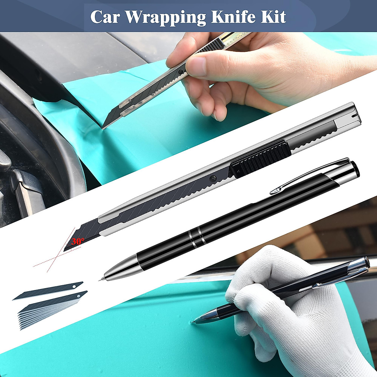 Zanch Vinyl Wrap Tool Kit,Complete Tools for Automotive Vinyl Wrap Film Installation - Deluxe 66pcs Includes Yellow Heat Gun