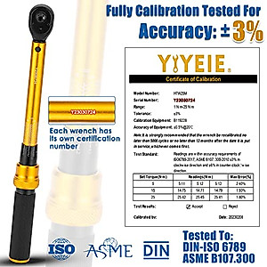 YIYEIE 1/4 Inch Drive Bike Torque Wrench, 1-25 Nm (10-222.5 in.lb), 27 PCS Click Bicycle Torque Wrench with Bit Sockets, 0.1 Nm Micro, 72-Tooth Ratchet, 3/8 Adapter, for MTB, E-Bike, Motorcycle