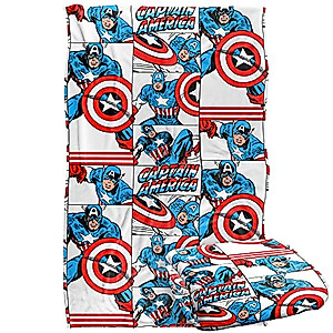 Marvel Captain America Blanket, 36"x58", Captain America Tiles, Silky Touch Super Soft Throw Blanket