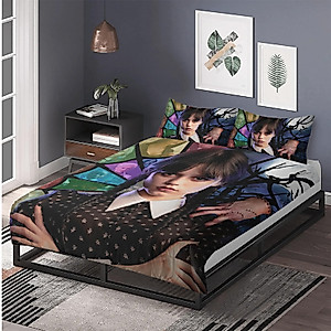 BBOSCH Anime Bedding Set, Ultra Soft Bedding Set Microfiber Girls Bedding Girls Duvet Cover Set for Kids Boys Teens Room Decor with 1 Duvet Cover + 2 Addams Pillowcases (F (79x90ﾗ1/20x26ﾗ2), A)